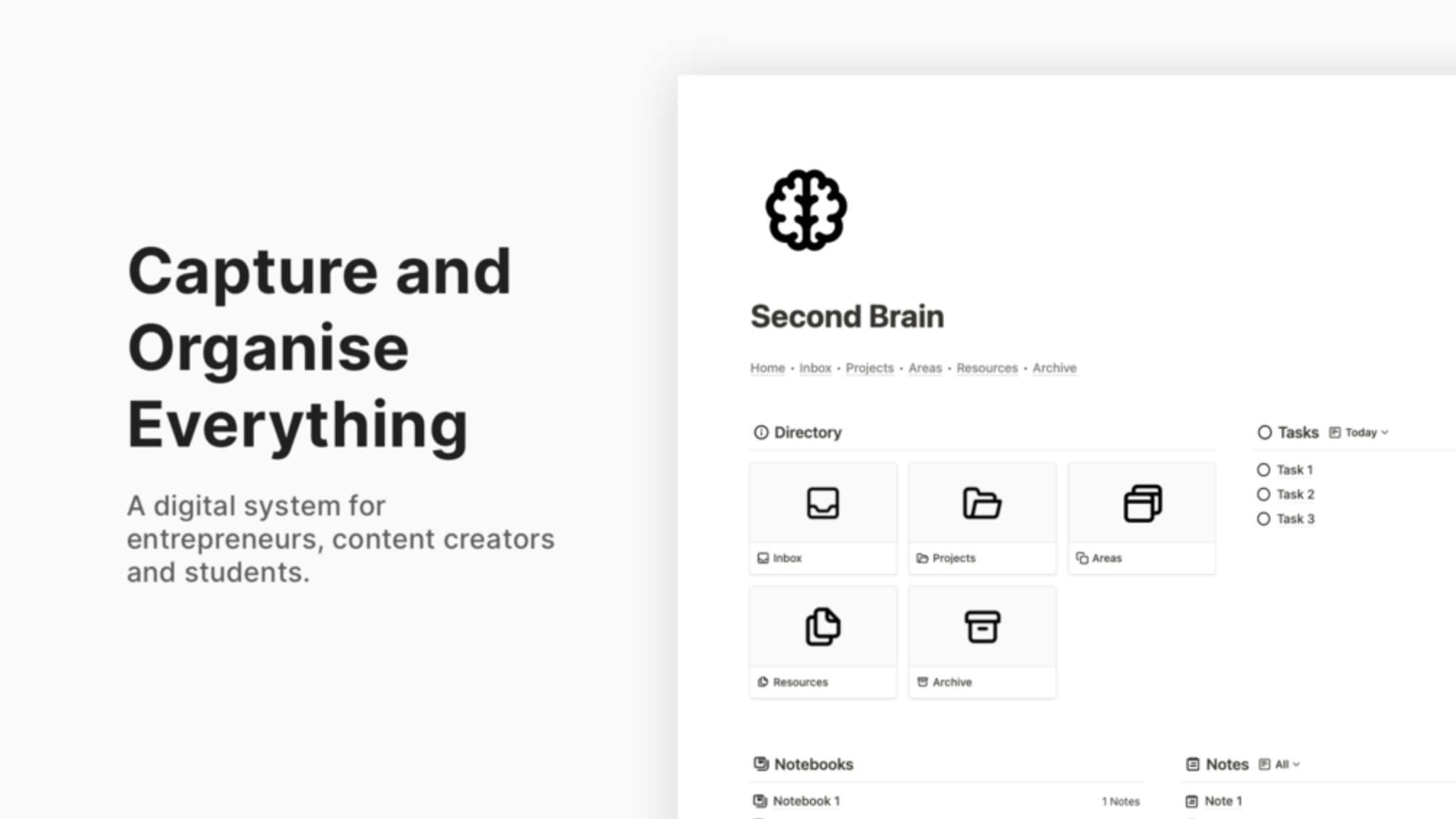 Notion Second Brain Notion Template Notionery